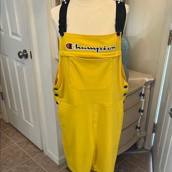 Champion | Shorts | Champion Bright Yellow Bib Overalls Sz Large | Poshmark